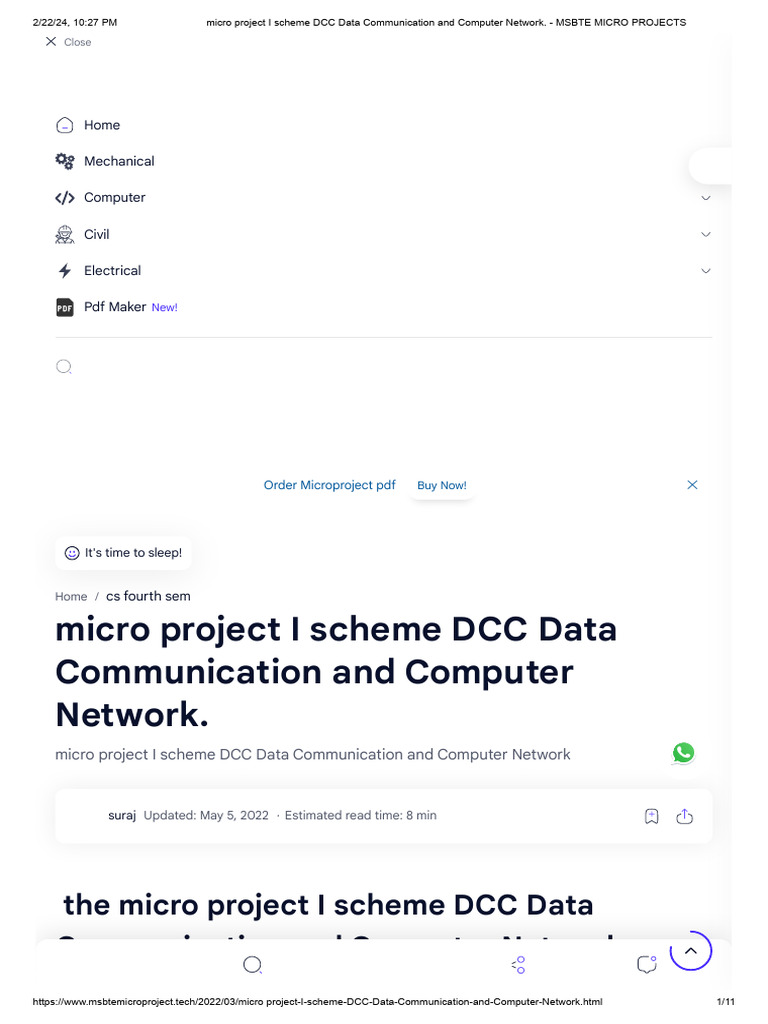 Micro Project I Scheme DCC Data Communication and Computer Network ...
