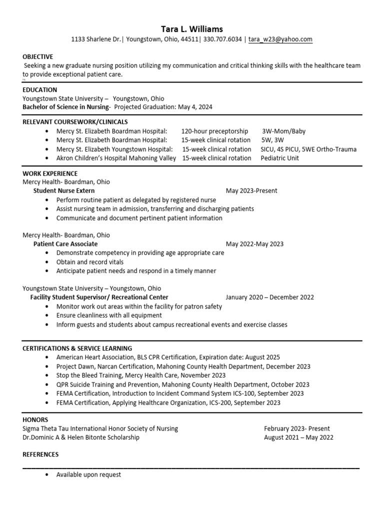 2024 resume tlw | PDF | Nursing | Patient