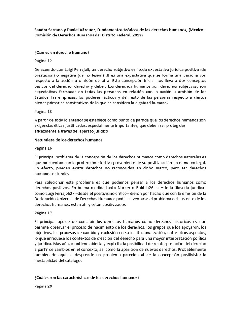 Fundamentos teóricos de los derechos humanos Sandra Serrano y Daniel ...