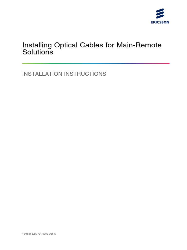 Installing Optical Cables For Main-Remote Solutions (2014) | PDF ...