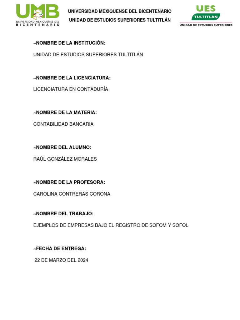 Ejemplos de Empresas Sofom y Sofol | PDF | Bancos | Préstamos