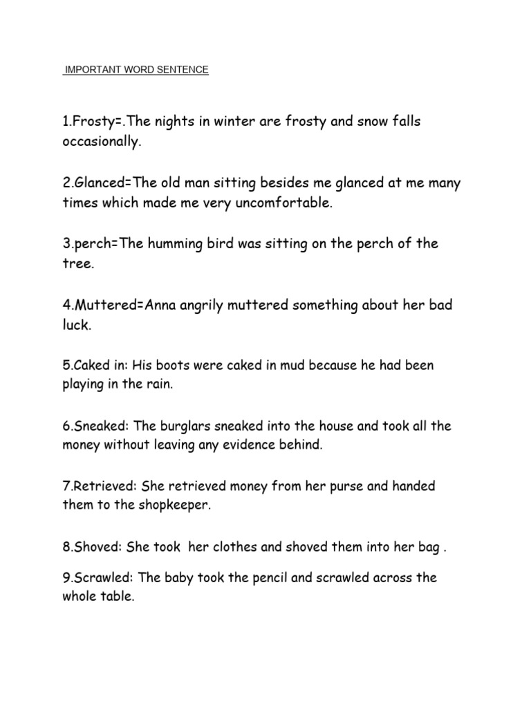 Important Word Sentence | PDF