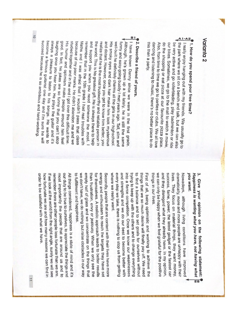 Model Speaking BAC | PDF