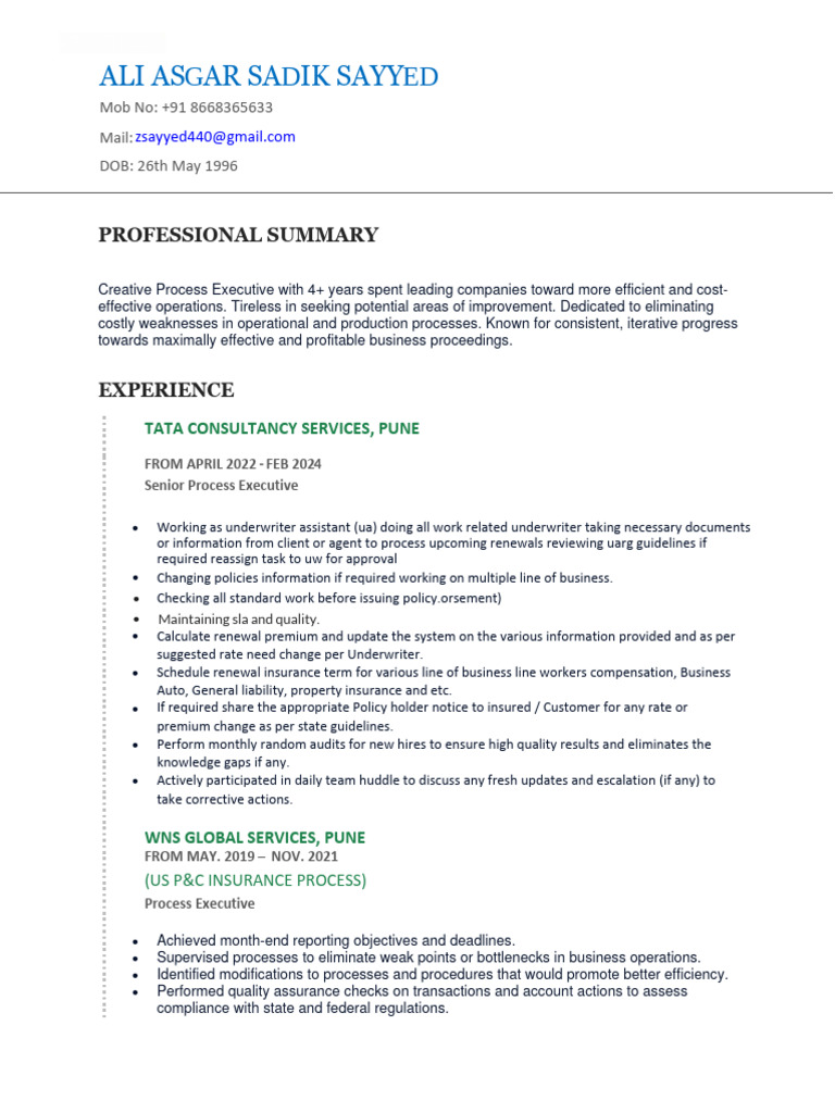 Underwriter Assistant Resume Summary | PDF | Insurance | Underwriting