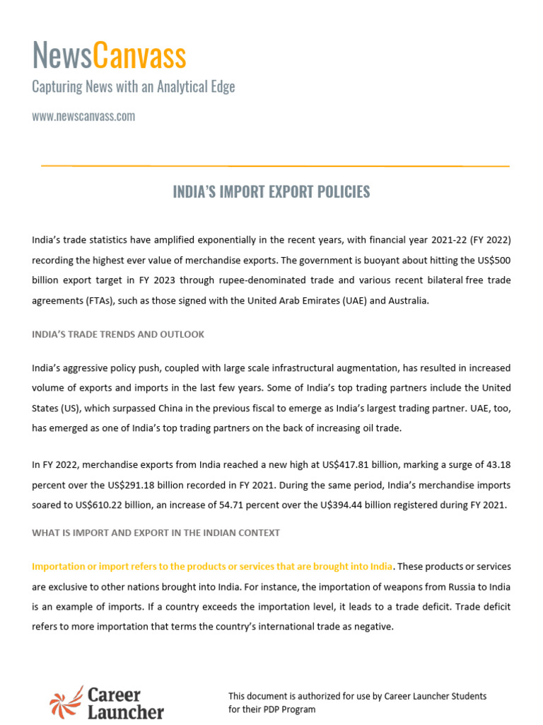 Import Export of India | PDF | Pro Forma | Economies