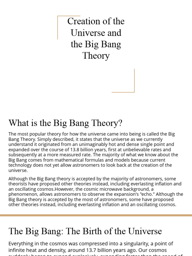 Creation of The Universe and The Big Bang Theory | PDF | Big Bang ...