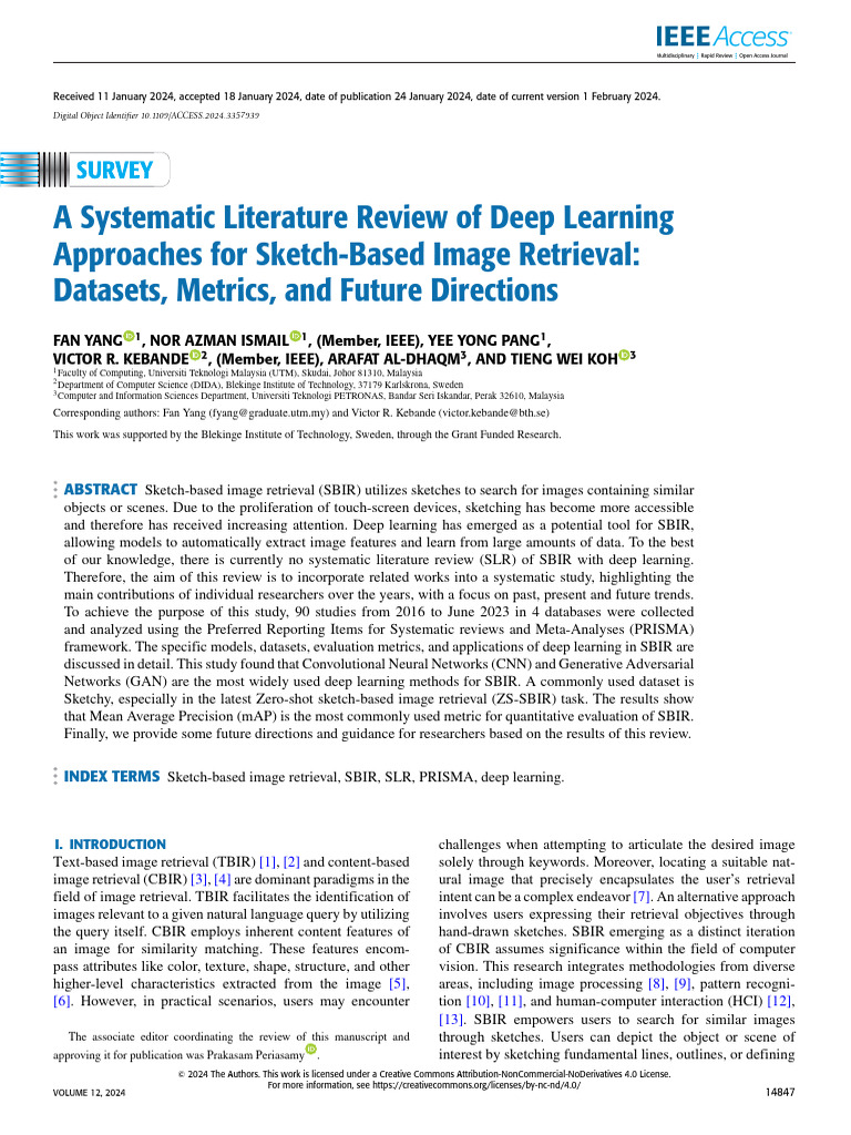 A Systematic Literature Review of Deep Learning Approaches For Sketch-Based Image Retrieval ...