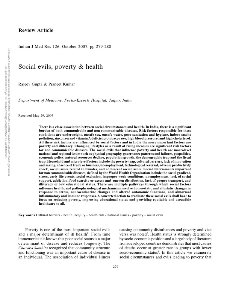 2007 - Social Evils, Poverty & Health | PDF | Respiratory Diseases ...