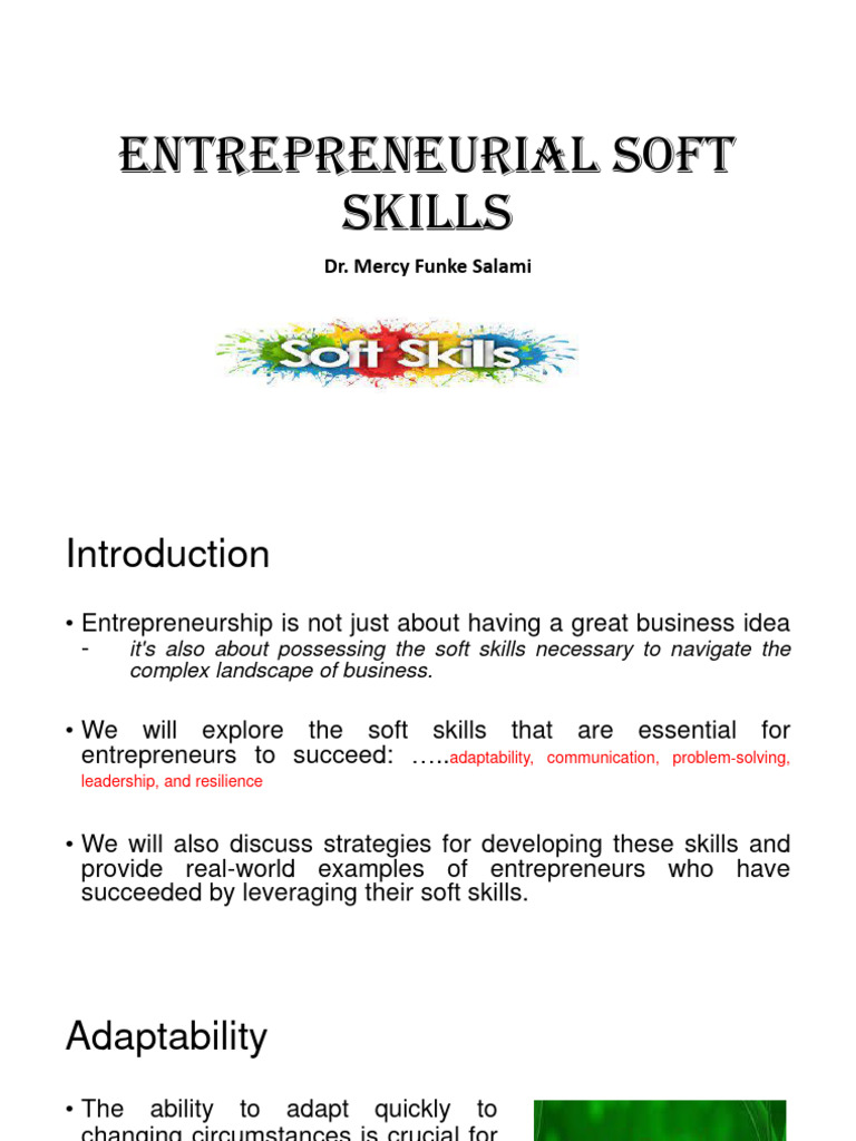 Entrepreneurial Soft Skills - 100050 | PDF | Entrepreneurship | Leadership