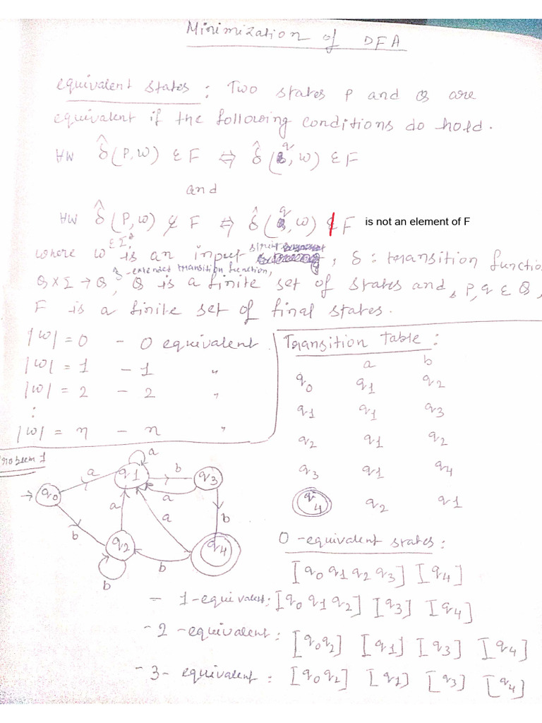 minize DFA and equivalent | PDF
