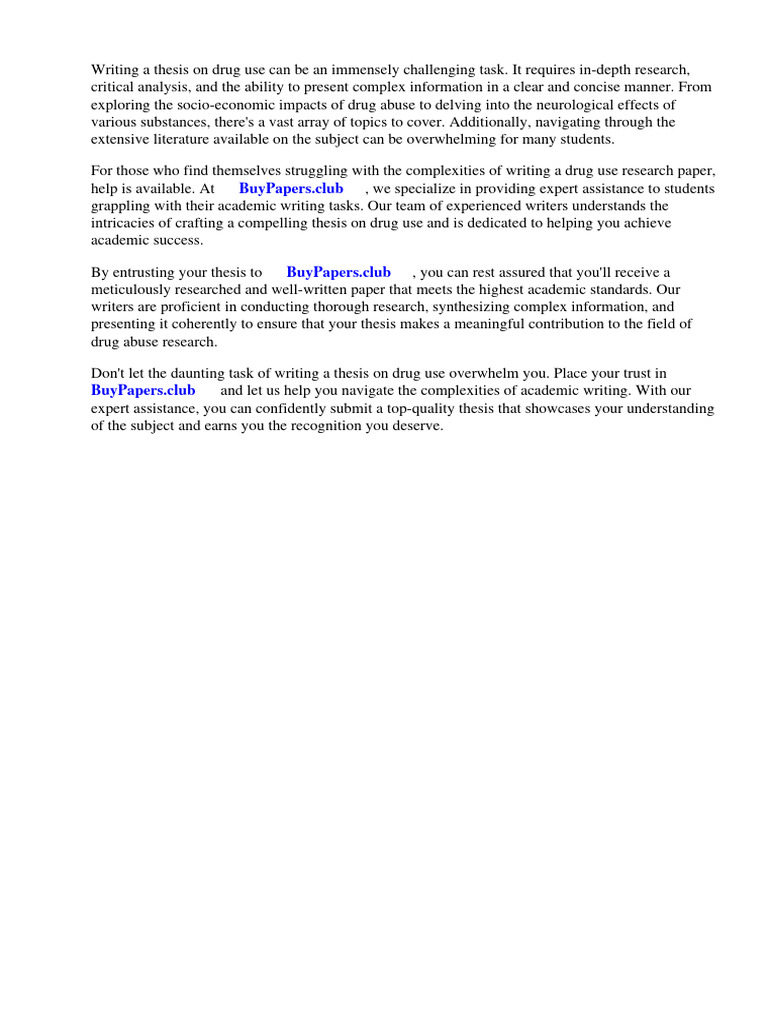 Drug Use Research Paper | PDF | Substance Abuse | Substance Dependence