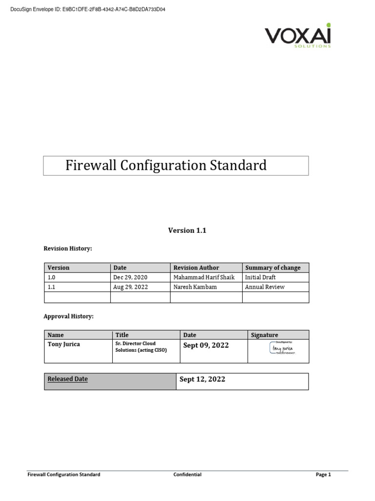 Firewall Configuration Standard v1.1 | PDF | Firewall (Computing ...