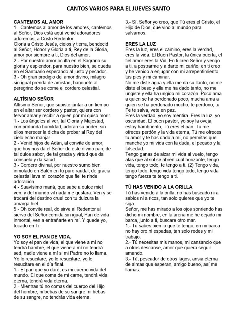 Jueves Santo | PDF | eucaristía | Cristo (título)