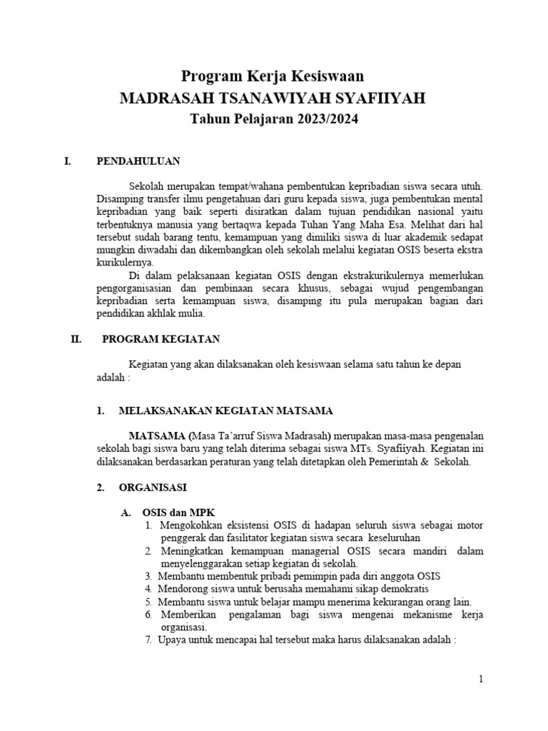 Proker Kesiswaan - Senol | PDF | Karier & Perkembangan | Pengembangan Diri