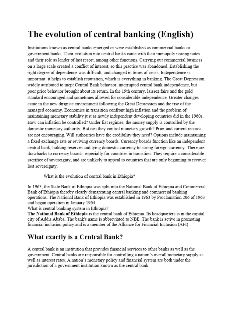 The Evolution of Central Banking | PDF | Central Banks | Monetary Policy