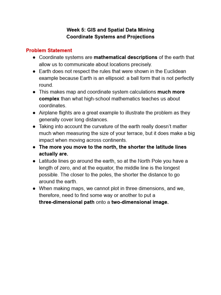 Week 5 Gis And Spatial Data Mining Pdf Latitude Geodesy