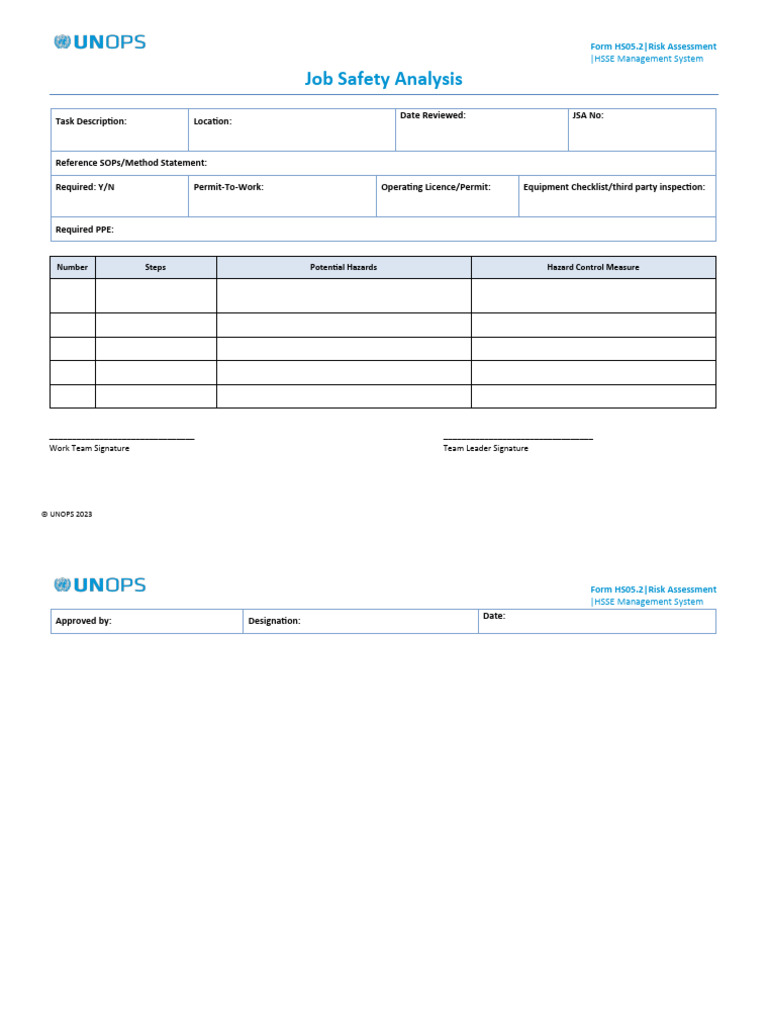 Job Safety Analysis Risk Assessment Form | PDF