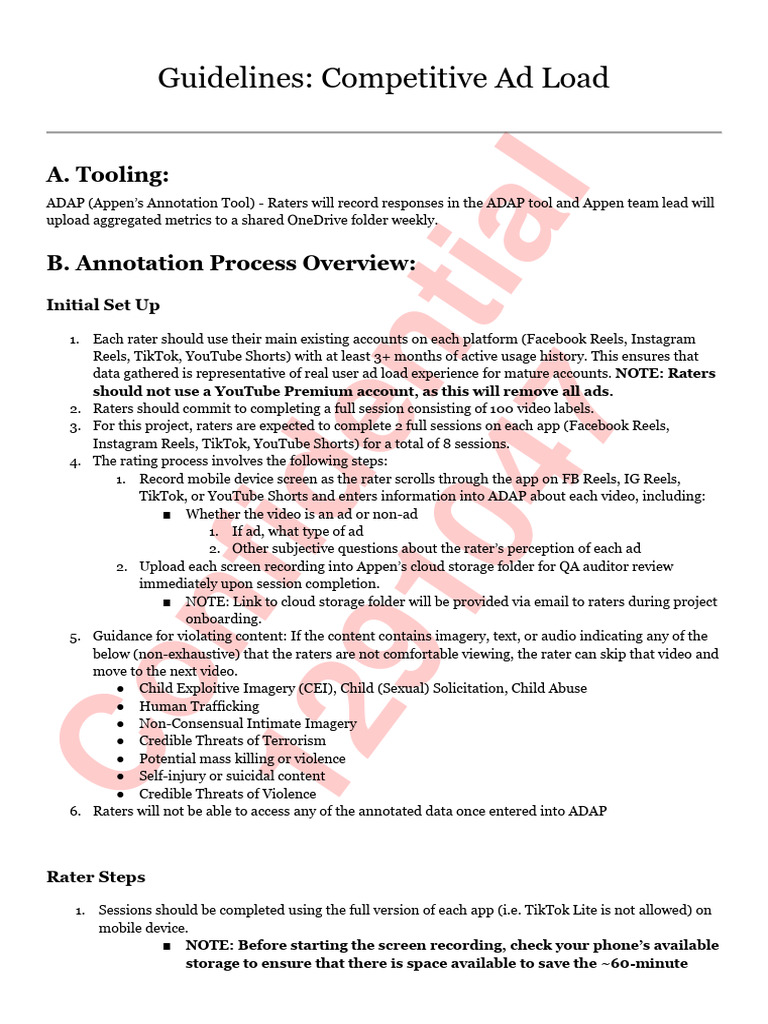 Competitive Ad Load v2 Guidelines 2024 | PDF | You Tube | Facebook