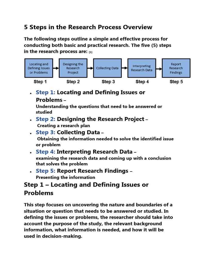 5 Steps in The Research Process Overview | PDF | Evaluation Methods ...