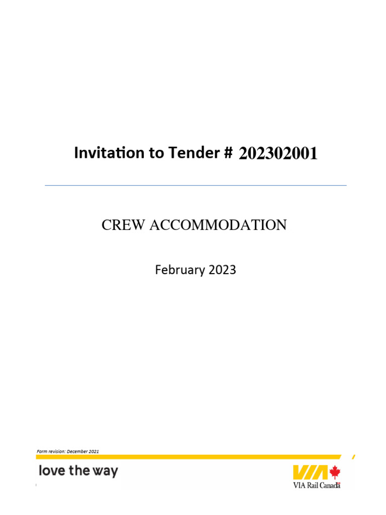 ITT #202302001 - Crew Accommodation and Transportation in Ottawa | PDF ...