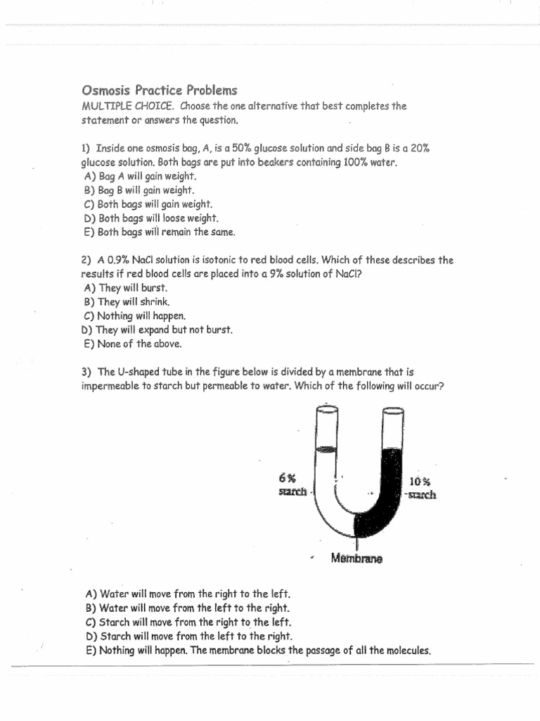 Osmosis Practice Problems | PDF