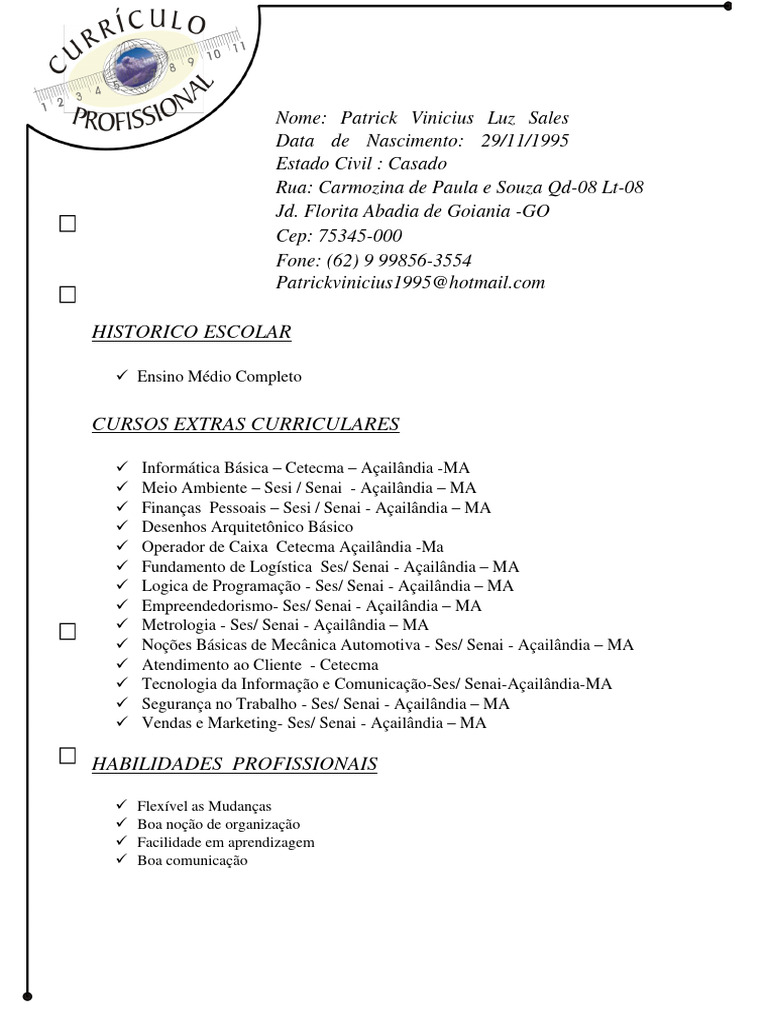 Curriculo Patrick 01 | PDF
