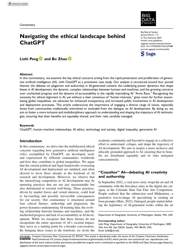 Navigating The Ethical Landscape Behind Chatgpt | PDF | Artificial ...