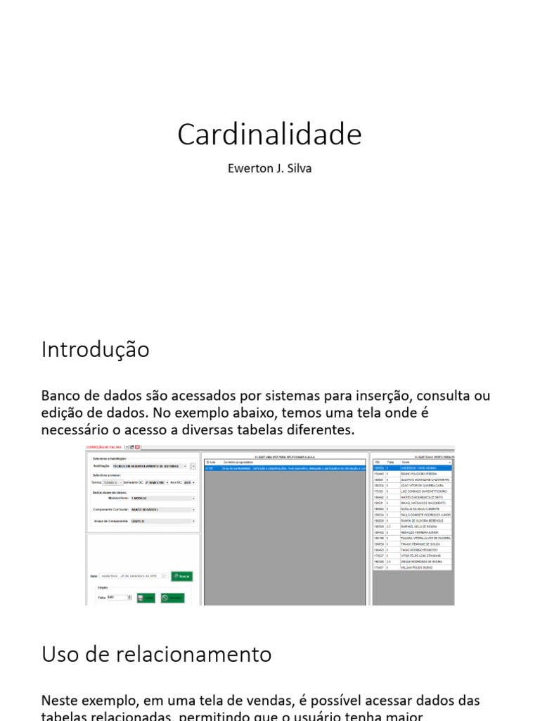 Cardinalidade em Bancos de Dados | PDF | Bancos de dados | Tabela (banco de dados)