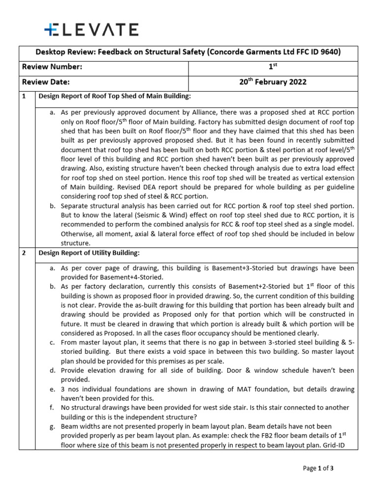 Concorde Garments LTD FFC ID 9640 - Technical Comment - Structural Safety - First Review - 6 ...