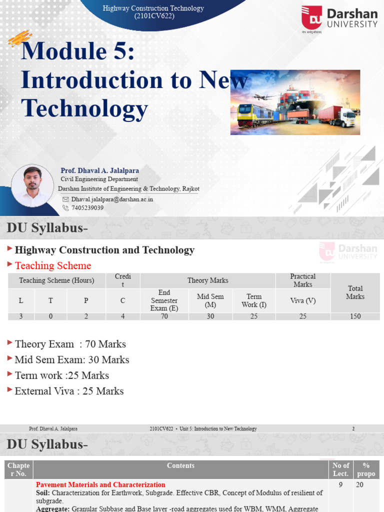 2101CV622 Module 5 Introduction To New Technology | PDF | Road Surface | Concrete