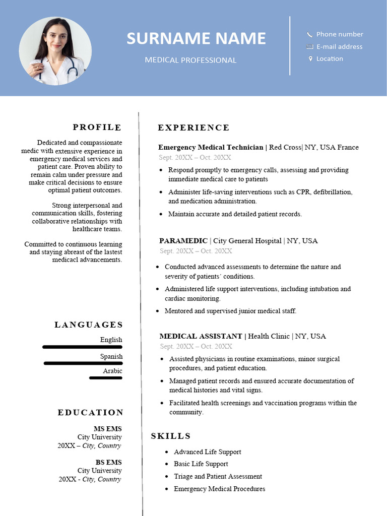 265 Medical Resume Example | PDF | Emergency Medical Services | Résumé