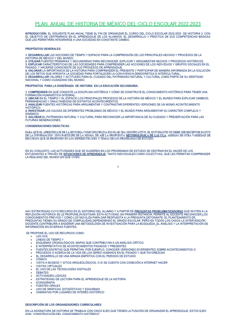Plan Anual Historia 2º | PDF | Nueva españa | Mesoamérica