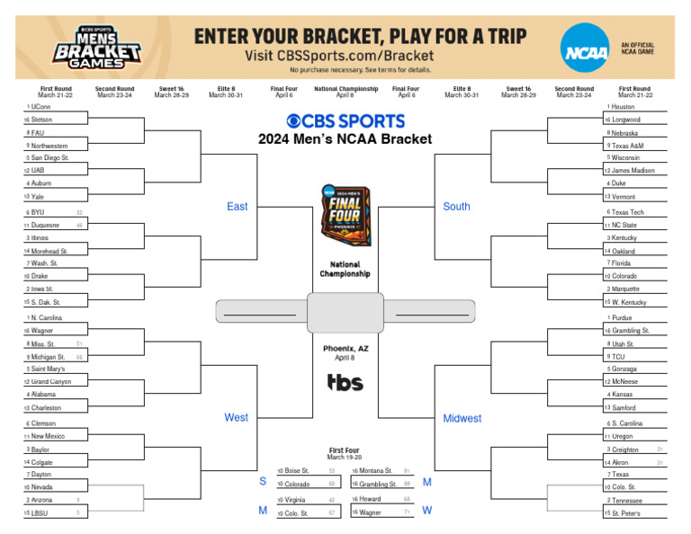 Cbs Sports 2024 Bracket | PDF | Ncaa Division I Fbs Football | Ncaa ...