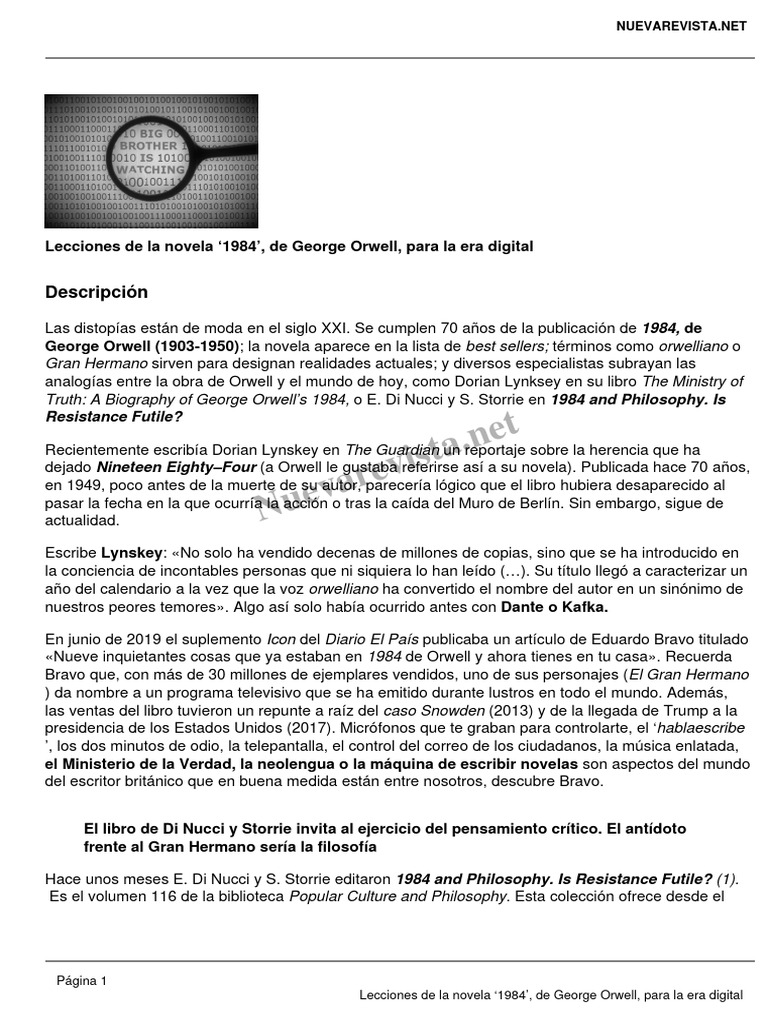 Lecciones de '1984' en la era digital | PDF | Amor