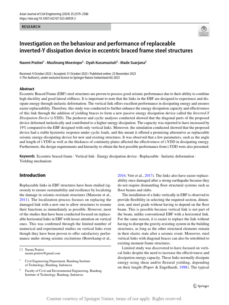 Inverted-Y Device for EBF Energy Dissipation | PDF | Strength Of ...