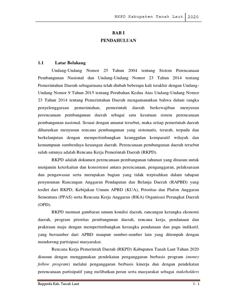 RKPD 2020-Tanah Laut | PDF