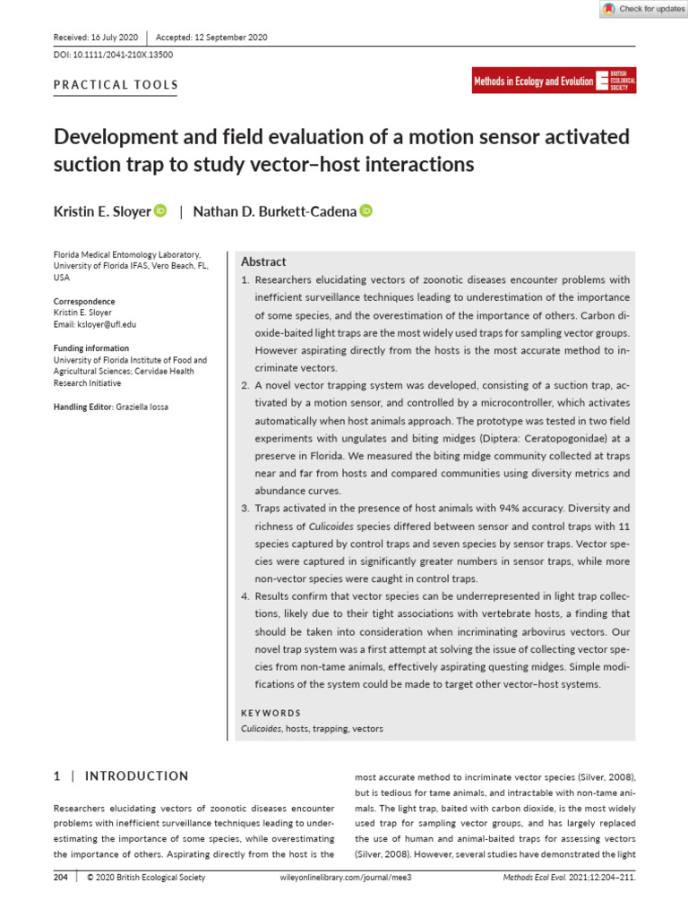 Methods Ecol Evol - 2020 - Sloyer - Development and Field Evaluation of A Motion Sensor ...