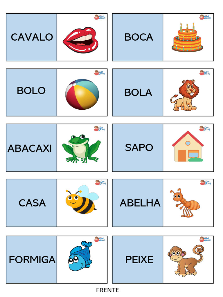 Dominó de Palavras para Imprimir | PDF | Arte | Poesia