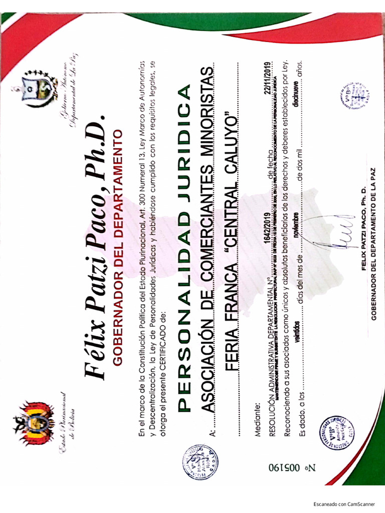 Certificado de Personeria Juridica | PDF