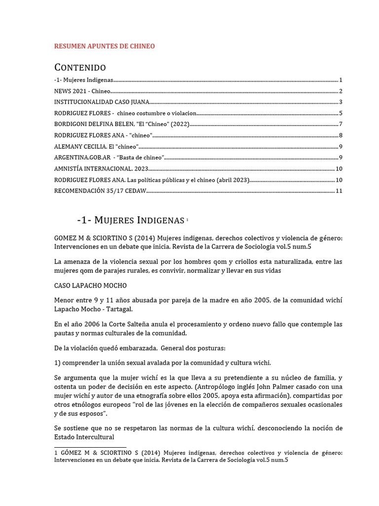 Violencia de Género y Chineo Indígena | PDF | La violencia contra las ...