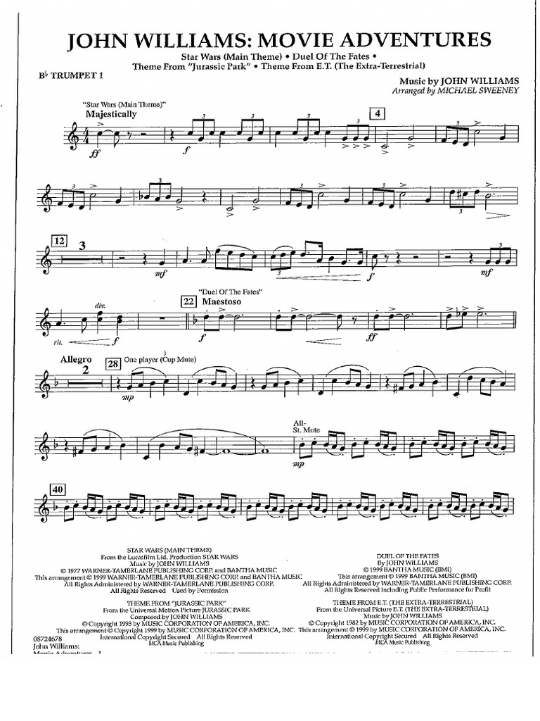 John Williams - Movie Adventures - Arranjo de Michael Sweeney - Partes ...