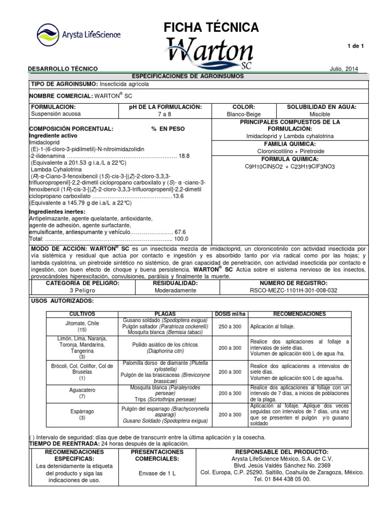 Warton-SC-FICHA-TECNICA | PDF