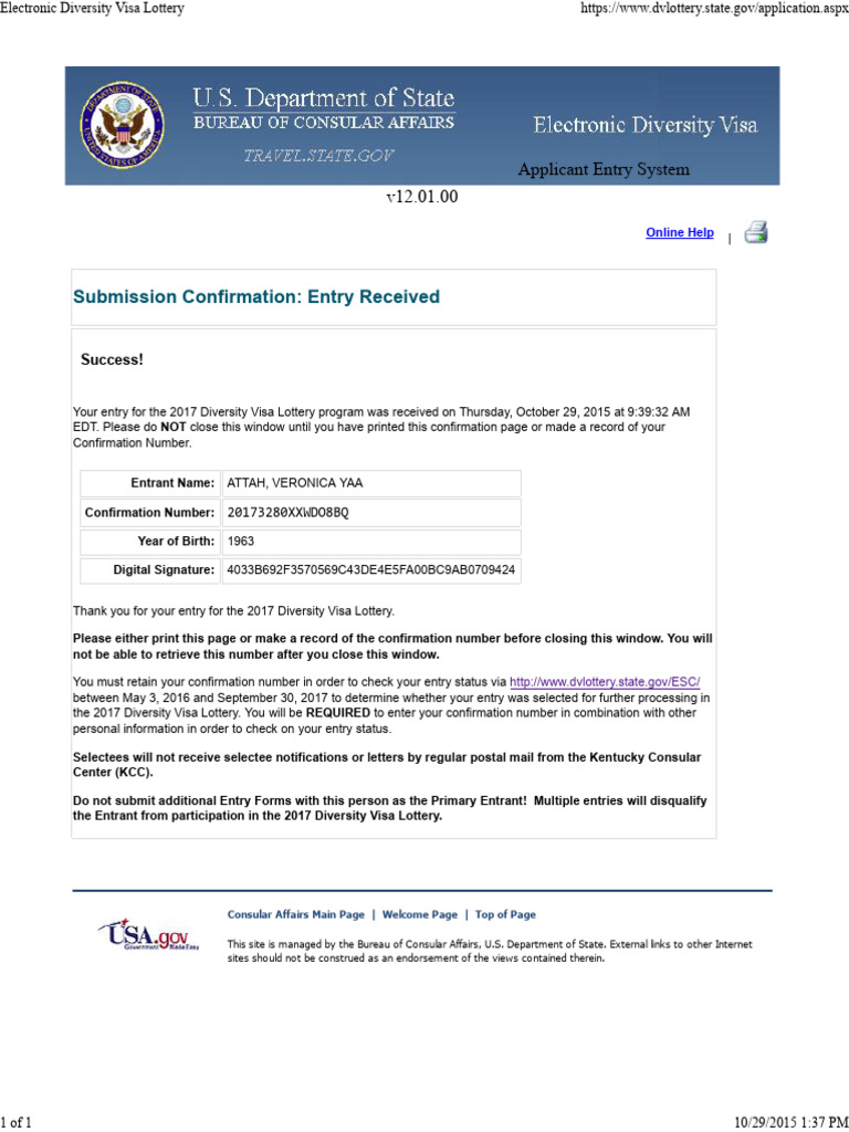 EBI 2 Electronic Diversity Visa Lottery | PDF