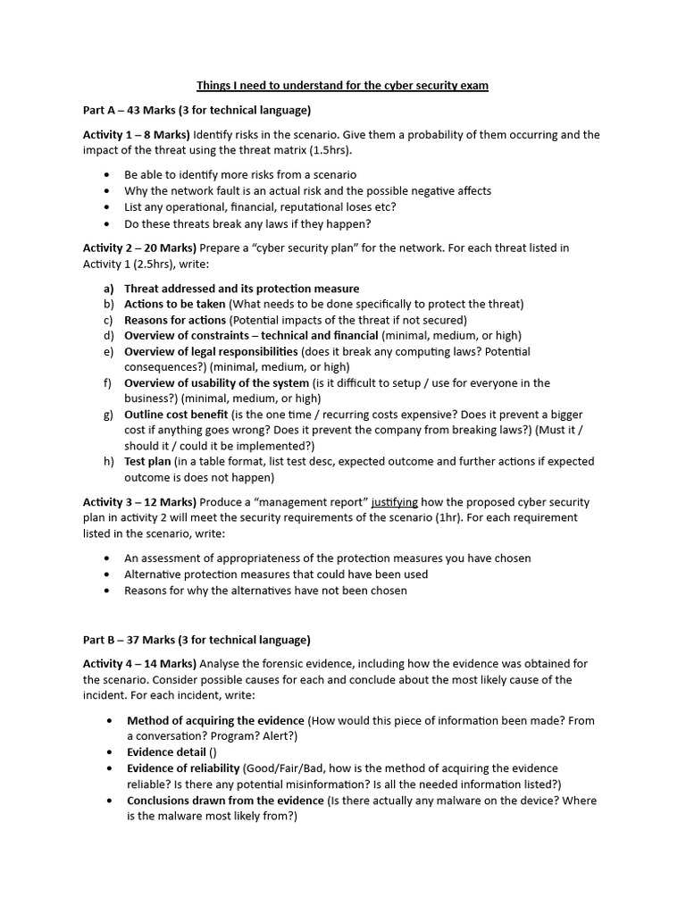 Things Ineedtounderstandforthecybersecurityexam | PDF | Computer ...