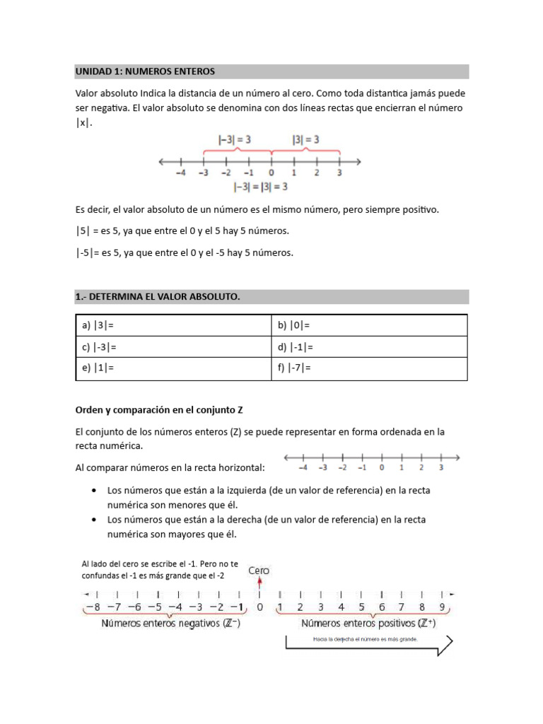 Unidad 1 Numeros Enteros | PDF | Entero | Aritmética