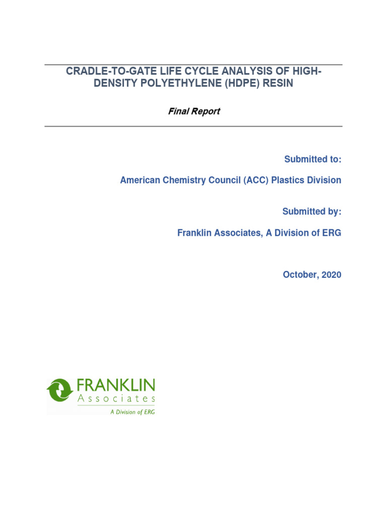 HDPE Resin Life Cycle Analysis Report | PDF | Life Cycle Assessment