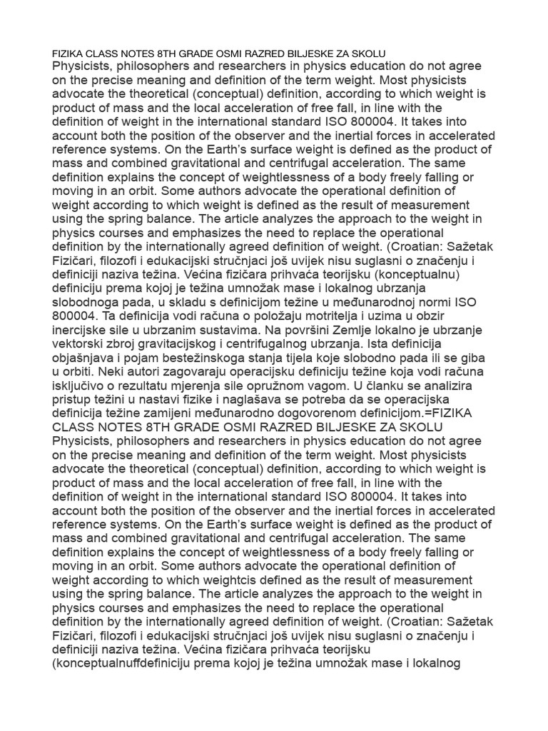 Fizika Class Notes 8Th Grade Osmi Razred Biljeske Za Skolu | PDF ...