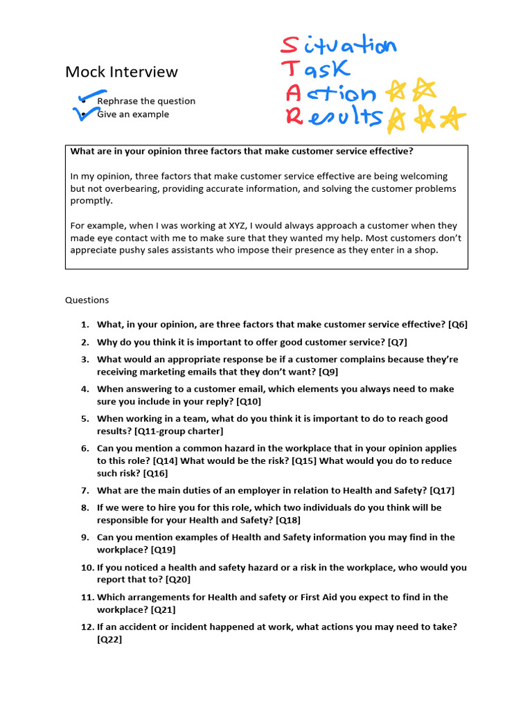 Mock Interview Questions | PDF