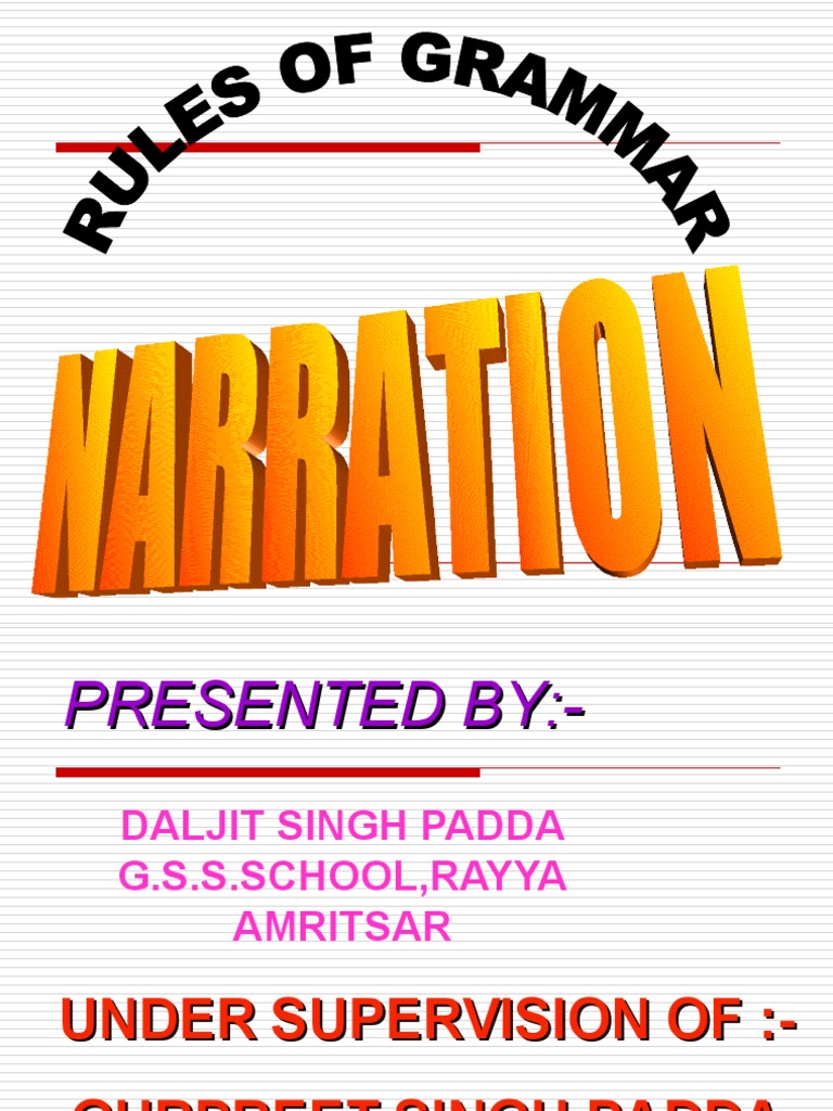 Rules of Grammar Narration | PDF | Verb | Semiotics