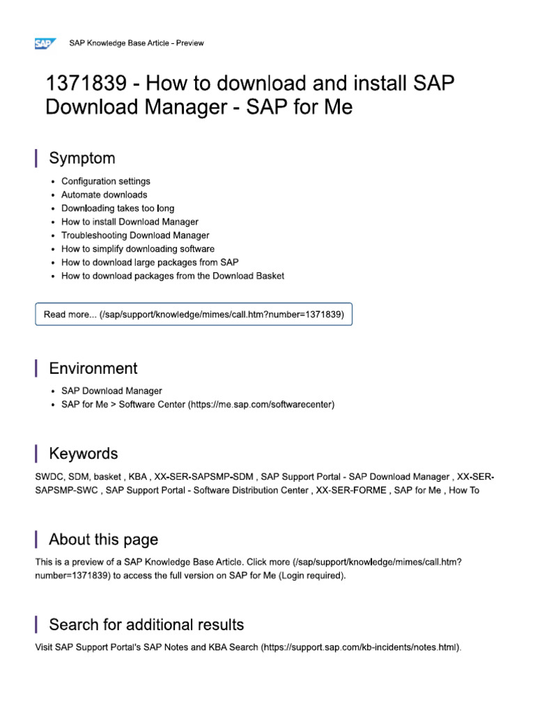 How To Download and Install SAP Download Manager - SAP For Me | PDF